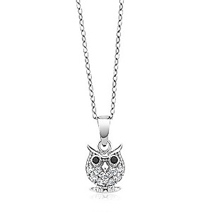 Gem Stone King 925 Sterling Silver Owl Pendant Necklace For Women Jewelry Gifts With 18 Inch Chain