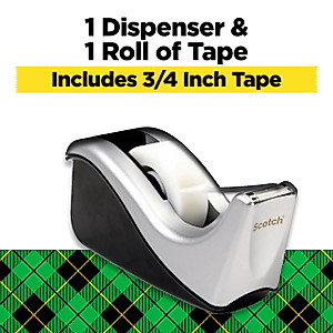 Scotch Desktop Tape Dispenser, Silvertech Two-Tone (C60-ST)