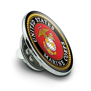 Marines USMC Emblem Black Yellow Red Officially Licensed Metal 0.75" Lapel Hat Pin Tie Tack Pinback
