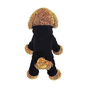 LifeWheel Hoodie, Pet Jumpsuit Fleece Sweatshirt with Buttons,Cold Weather Coats, LifeWheel Pajamas, Winter Warm Cotton Puppy Hoodie 4 Legs Clothes for Small Medium Large Dogs Cats Boy Girl Black