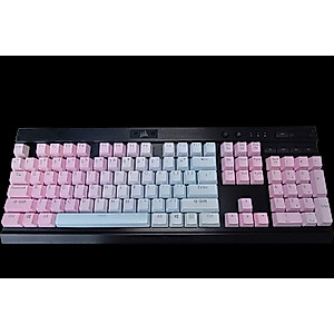 104 Keys PBT Double Shot Backlit Keycaps Translucent Keyset OEM Profile for Corsair Gaming Mechanical Keyboard K95 Platinum K70 MK.2 K65 K66 K68 RGB Strafe (Blue Pink Gradient)