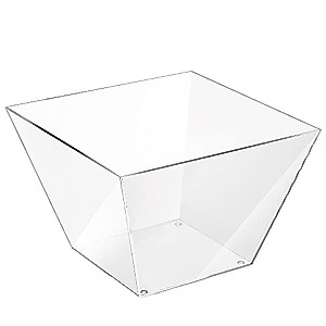 Elavain Acrylic Clear Bowl for Serving, Heavy Duty Punch Bowl, Extra Large Mixing Bowl, Elegant Square Salad Bowl for Party, Bridal Shower, Fruit, Snack & Chips, | Shatter Resistant | Capacity: 216 oz
