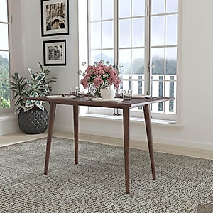 Flash Furniture Hatfield Mid-Century Modern Dining Table - Dark Walnut Engineered Wood Kitchen Table - 47 Inches - Tapered Wood Legs - Seats up to 4 Adults
