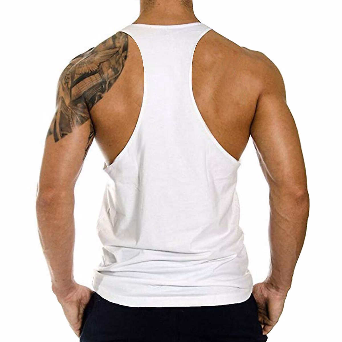 GZXISI Mens Skull Print Stringer Bodybuilding Gym Tank Tops Sleeveless Workout Shirt Fitness Vest (B# White, Large)