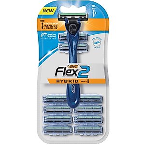 BIC® Flex2™ Hybrid Disposable Razor, Blue, 10 Pack