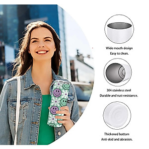 Retro Daisy Smile Face Seamless 20oz Tumbler With Lid Reusable Stainless Steel Water Bottle for Hot & Cold Drinks Tea Cup Iced Coffee Travel Mug Birthday Gifts for Women (Pack of 1)