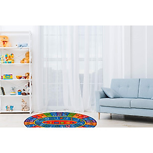 KC Cubs Playtime Collection ABC Alphabet, Numbers and Shapes Educational Learning & Game Area Oval Rug Carpet for Kids and Children Bedrooms and Playroom, Multicolor, 7' 8" x 9' 10'' (KCP010033-8x10)