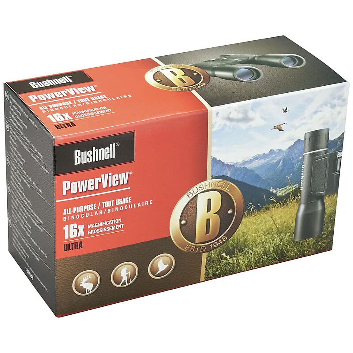 Bushnell Powerview 10x25 Compact Folding Roof Prism Binocular (Black)