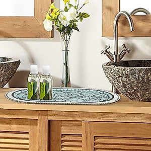 nu steel Iceberg Collection Amenity, Metal Cosmetic Organizer, Hand Towel Storage Tray, Bathroom Vanity countertop, Aqua Mosaic Finish