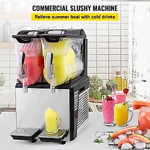 VEVOR Frozen Drink Machine, 10LX2 Tanks Commercial Slushy Machine, 900W Slush Drink Maker, Perfect for Restaurants Cafes Bars