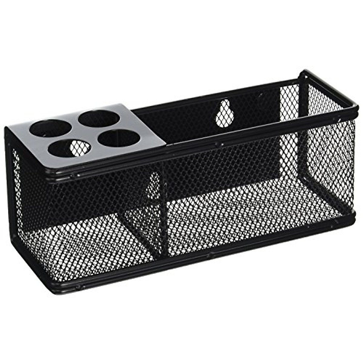 Safco Products Onyx Mesh Marker Organizer Basket – Steel Mesh with Durable Powder Coat Finish – 8”W x 3.25”D x 3”H – Magnetic Back – Includes Wall Mounting Hardware - Perfect for Office & Classrooms