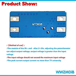 WWZMDiB MT3608 2A DC-DC Converter 2-24V to 5-28V Adjustable Boost Module (3 Pcs)