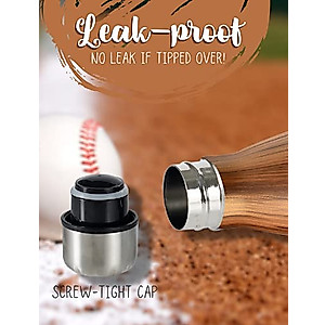 Onebttl Baseball Gifts for Boys and Girls, 17oz Stainless Steel Water Bottle, Wooden - Baseball is My Favourite Season
