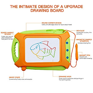 Wellchild Magnetic Drawing Board for Toddlers,Travel Size Toddlers Toys A Etch Toddler Sketch Colorful Erasable with One Carry Bag Magnet Pen and Three Stampers
