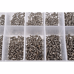 ZHIHUI Pan Head Self Tapping Screw Small Phillips Cross Recessed Round Head Wood Bolt Assortment Kit 304 Stainless Steel M1 M1.2 M1.4 M1.7