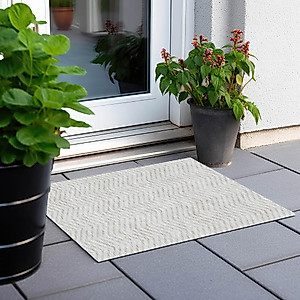 Addison Rugs Chantille ACN934 Ivory 1'8" x 2'6" Indoor/Outdoor, Machine Washable, Easy Clean, Non Shedding, Bedroom, Living Room, Dining Room, Kitchen, Patio Rug
