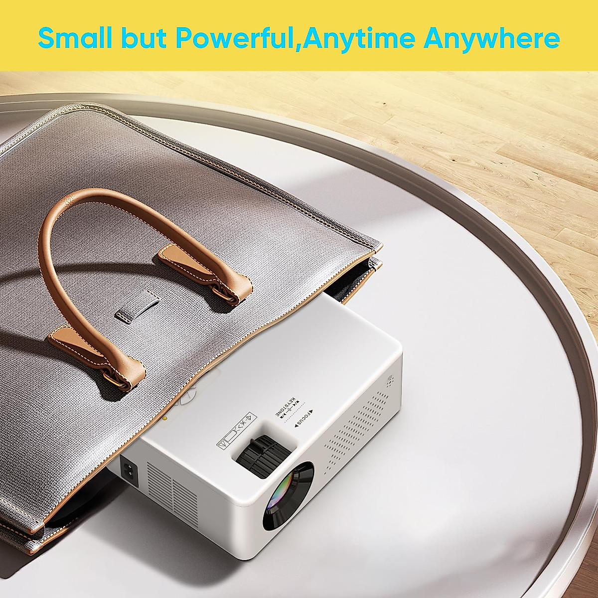 PURSHE Mini Projector 7500L, Full HD 1080P Supported Portable Outdoor Movie Projector for iOS, Android, Windows, Compatible with TV Stick/HDMI/Smartphone/PS4/USB [Remote Control Included]