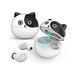 Instiwitt Cute Milk cat Kids Earbuds in-Ear Wireless Bluetooth with Microphone, 36 Hours Play time, Low Latency, is The Best Gift for Halloween, Birthday, Christmas, for School, Work, Sports
