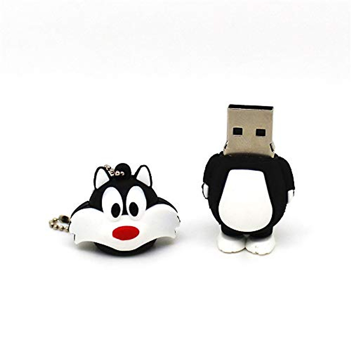 2.0 Sylvester Cat Black White Animal 32GB USB External Hard Drive Flash Thumb Drive Storage Device Cute Novelty Memory Stick U Disk Cartoon
