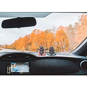 WGFKVAS Buddha Statue, Laughing Ceramic Buda Statue Little Monk Figurine Cute Baby Buddha for Home Office Car Decors Gift Crafts and Arts (Green)