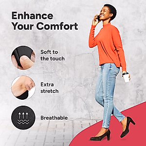 Eedor Women's No Show Socks, Comfy and Breathable Non-Slip, Low Cut Invisible Liner Socks for Casual and Formal Wear, Durable, Soft, Stretchable Fabric - 3 Pairs, Large, Size 8-10 - Black