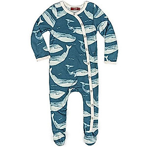 Milkbarn Snap Footed Romper (Blue Whale 3-6M)