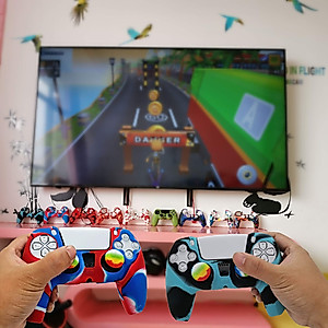 Silicone Skin for PS5 Dualsense Controller, 2pcs Durable Case Cover for Playstation 5 with 10pcs Thumb Joysticks Grips (4)