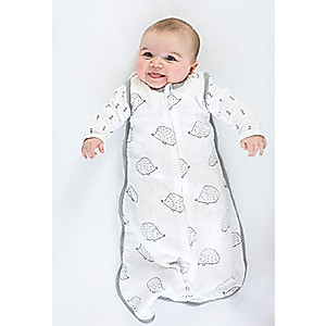 SwaddleDesigns Cotton Muslin zzZipMe Sleeping Sack, Wearable Blanket with 2-Way Zipper, Black Hedgehog, Large (12-18 Month) (Pack of 1)