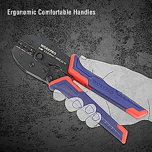 WORKPRO Crimping Tool Kit, Ratcheting Insulated Terminal Crimper for 22 to 10 AWG Wire, Crimping Pliers with 100 Pieces Terminal Connectors