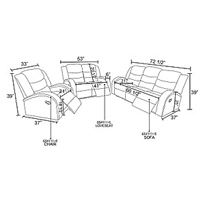 EZLUX 72.5" Leather Sofa 3 Seater, Upholstered Manual Reclining for Home Theater Apartment Living Room Furniture Sets, Black