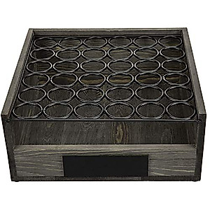 MyGift Vintage Gray Wood Egg Tray Holder with Black Metal, 2 Tier Egg Storage Tray with Erasable Chalkboard Label