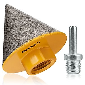 Diamond Beveling Chamfer Bits Diamond Countersink Drill Bit for Existing Holes Enlarging Shaping Trimming in Tile Marble Glass Granite Ceramic 1-7/8"(48mm) Dia with 5/8-11" Thread Adapter