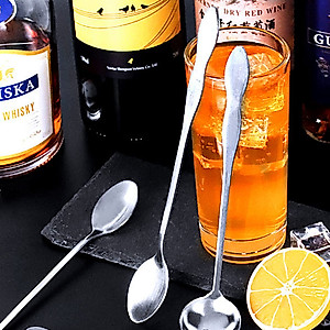 HAZOULEN 10-1/2 Inch Long Handle Stirring Mixing Spoon for Cocktail Ice Coffee Tea Drinks, Stainless Steel, Set of 8