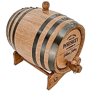 Personalized - Customized American White Oak Aging Barrel - Barrel Aged (2 Liters, Black Hoops)