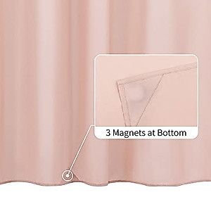 ALYVIA SPRING Pink Shower Curtain Liner Fabric with 3 Magnets - Waterproof Soft Hotel Quality Cloth Shower Curtain for Bathroom, Light-Weight & Machine Washable - Standard Size 72x72, Blush Pink