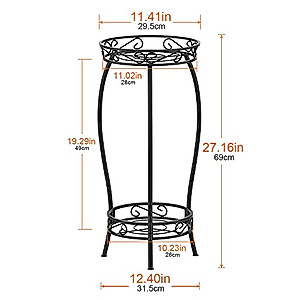 Auledio Plant Stand Rack 2 Tier Indoor Outdoor Multiple Holder Shelf,Black