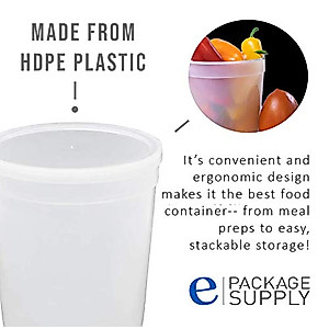 1/4 Gallon (32 oz) 1 Quart Food Storage Containers with Lids -Freezer and Microwave Safe Storage Containers, Round Plastic Containers with Lid, BPA Free, Translucent