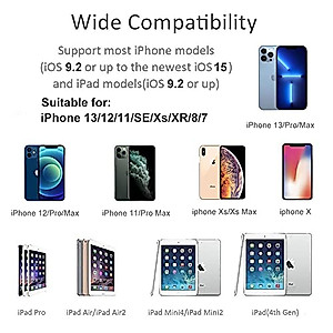 8ware Lightning to Headphone Adapter 3.5mm Jack Headphone Adapter 3 in 1 Earphone and Charging Splitter for iPhone 13/12/11/SE/XS/XR/X/8/7 and iPad