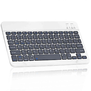 Rechargeable Bluetooth Keyboard and Mouse Combo Ultra Slim for Microsoft Surface Duo 2 and All Bluetooth Enabled Android/PC-Shadow Grey Keyboard with Titanium RGB Led Mouse