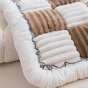 HEZITO Cream-Coloured Large Plaid Square Pet Mat Bed Couch Cover, Couch Covers for Pets, Garden Chic Cotton Protective Couch Cover for Floor Pet Garden Chic Couch Cover (27.6x82.7 in, Brown)