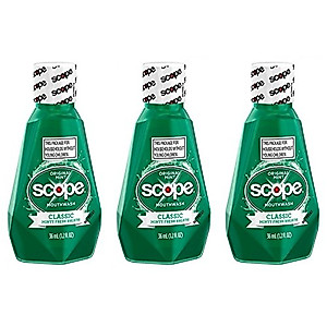 Scope Mouthwash Classic Original Mint 1.2 Oz Travel Size Pack of 3)