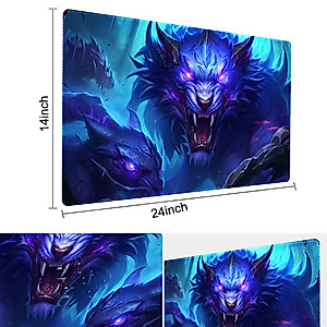 SIXTORE Premium Board Game 24x14in TCG Playmat Compatible for OCG CCG RPG MTG Play Mats,Mousepad Desk Mat (Blue The Wolf)