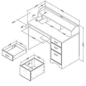 South Shore Versa Computer Desk with Hutch Winter Oak, Traditional