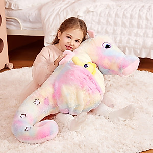 IKASA Giant Seahorse Stuffed Animal Plush Toy,30" Large Sea Horse Cute Jumbo Soft Toys,Huge Big Size Plushy Plushie with Two Babies,Gifts for Kids