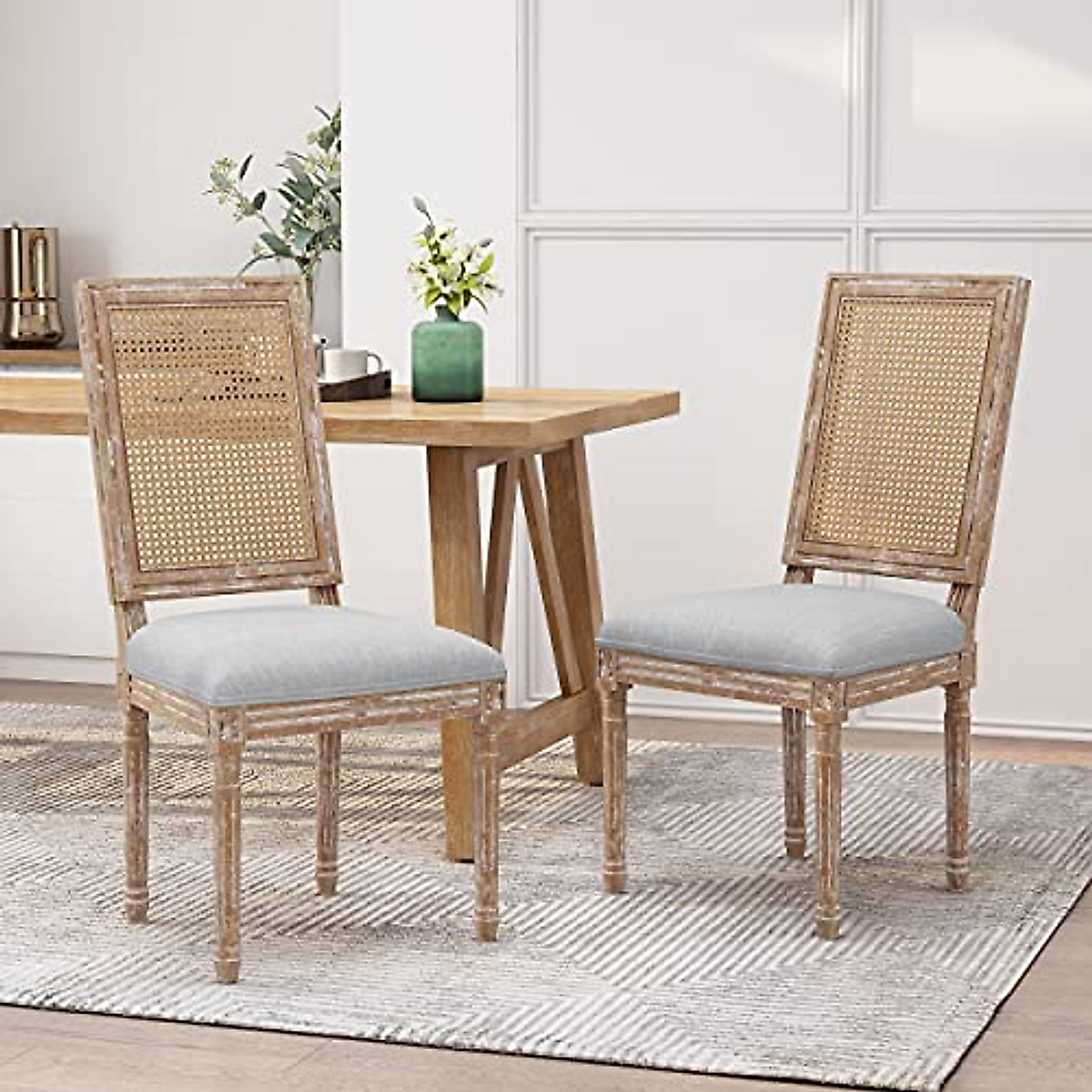 Christopher Knight Home Regina Dining Chair, Wood, Light Gray + Natural