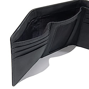 Carhartt Men's Casual Saddle Leather Wallets, Available in Multiple Styles and Colors, Black (Trifold), One Size