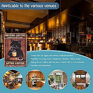 Black Cat Wall Decor Sign - 8x12 Inch Retro Metal Wall Art Posters Prints Decorative for Home Room Bathroom Bedroom Kitchen Bar Office Etc.（ I Hate Everyone｜I Feel Good About Hating Everyone）