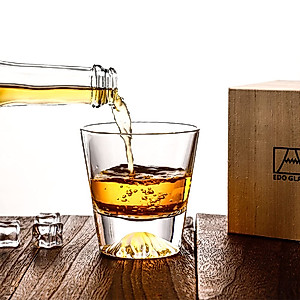 Mountain Whiskey Glasses Old Fashioned Glasses Handicraft Edo for Drinking Bourbon,Scotch,Cocktails or Tea,Whiskey Rocks Glasses in Gift Box, Set of 2