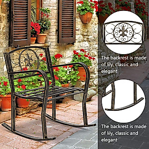 WARMHAND Garden Rocking Chair with Wide Seat Outdoor Garden Vintage Style Bronze