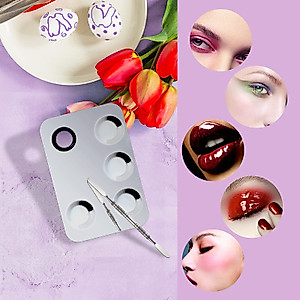 Penugo Upgrade Mixing Makeup Palette, Stainless Steel Cosmetic Palette with Spatula Tool, Nail-art Cosmetic Palette for Mixing Cosmetic and Pigment